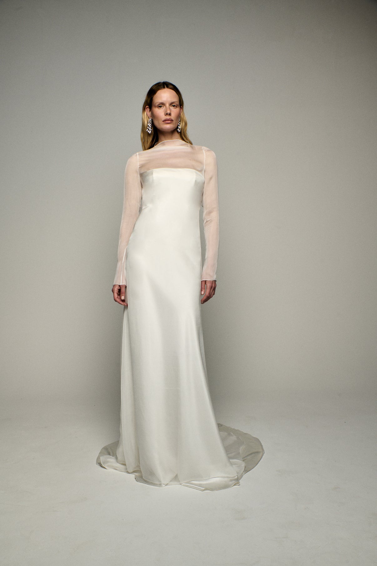 STYLE 154 // SILK CHIFFON OVERLAY WITH DRAPED NECK – THE OWN STUDIO
