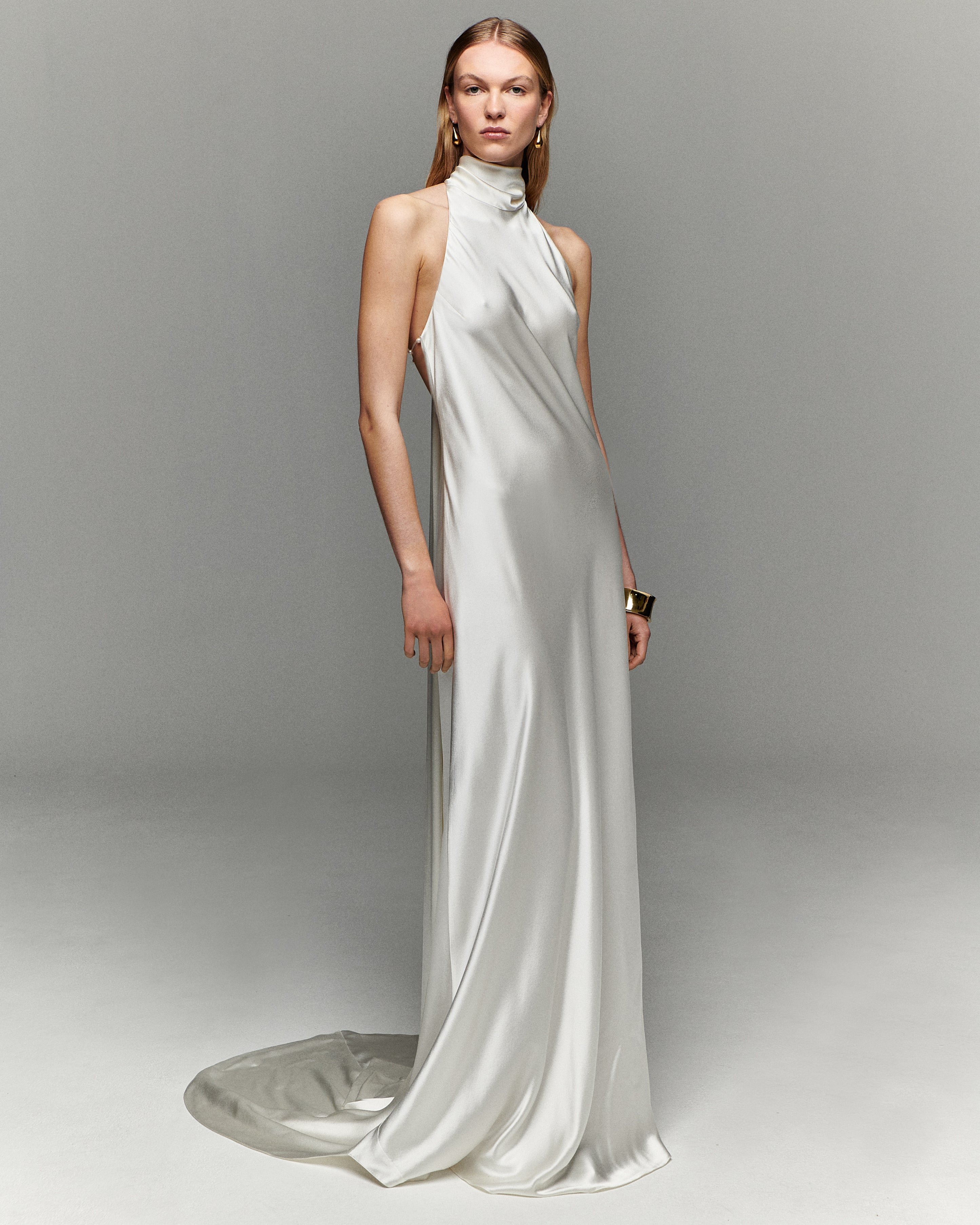 STYLE 116 // BACKLESS HALTER WITH PEARL DETAIL – THE OWN STUDIO